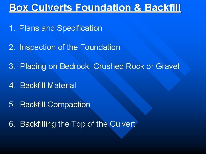 Structures Box Culverts Bridges Walls Box Culverts Bridges