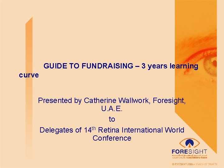 GUIDE TO FUNDRAISING 3 years learning curve Presented
