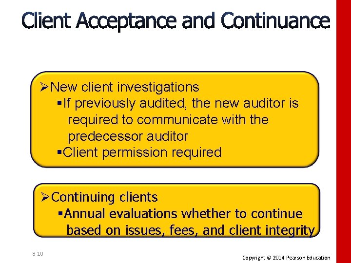 Chapter 8 Audit Planning Copyright 2014 Pearson Education