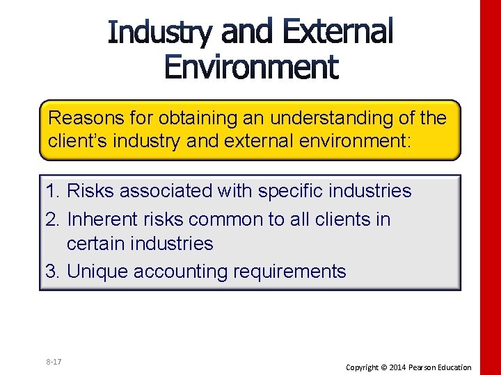 Chapter 8 Audit Planning Copyright 2014 Pearson Education