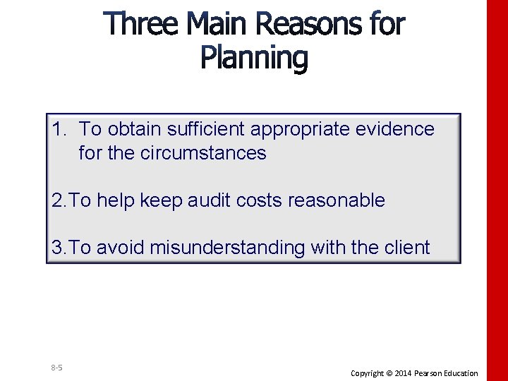 Chapter 8 Audit Planning Copyright 2014 Pearson Education