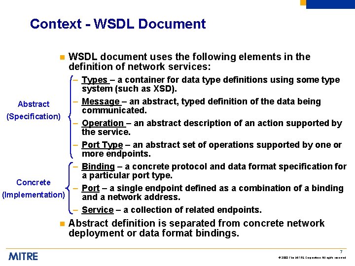 Service Definition Framework SDF Christopher Bashioum November 2005