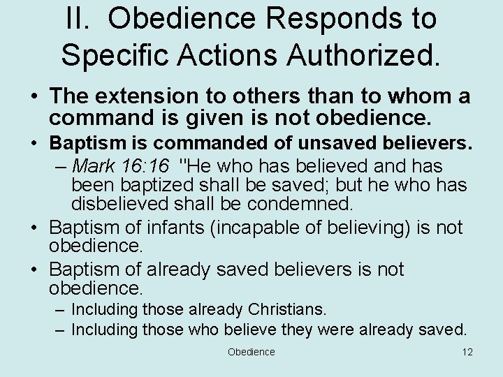 Song Numbers X Obedience The Obedience of Faith