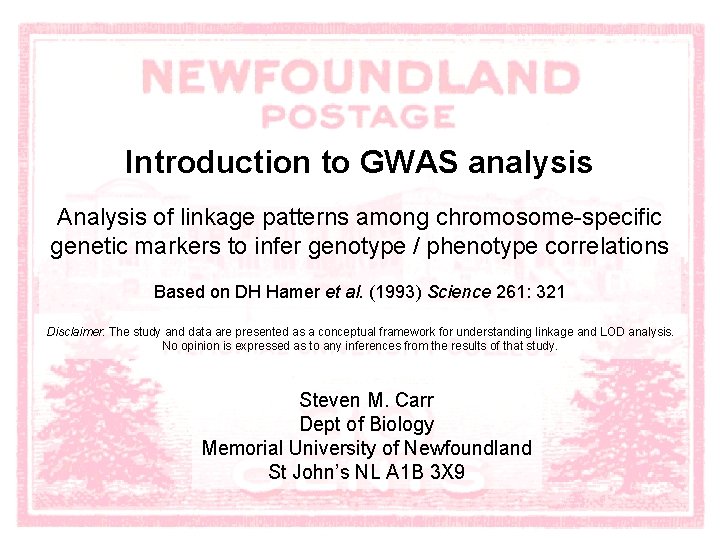 Introduction to GWAS analysis Analysis of linkage patterns
