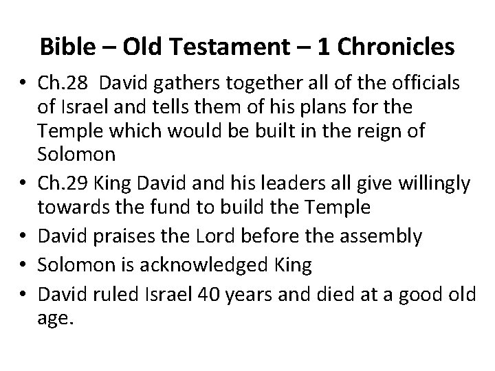 Bible Old Testament 1 Chronicles A retelling of