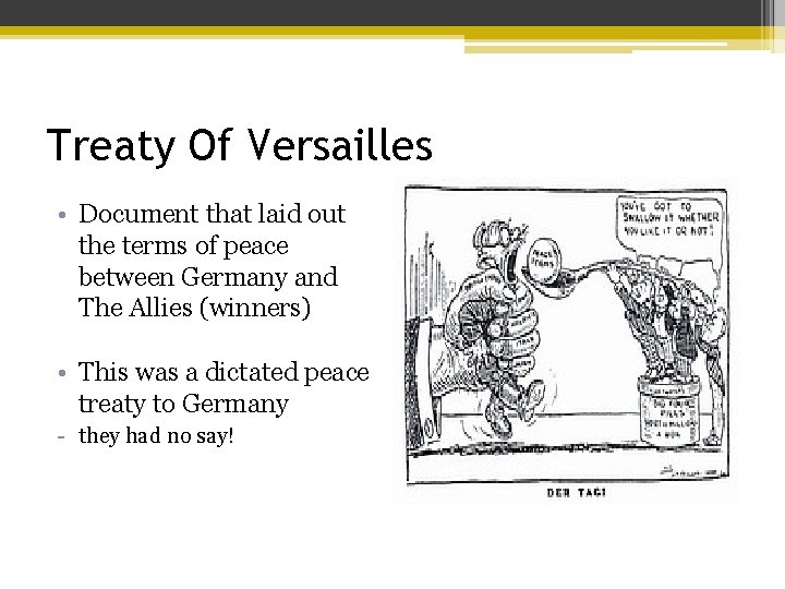 Causes of World War Two Treaty of Versailles