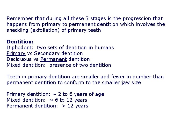 Eruption and Shedding of Teeth Mixed Dentition Presence