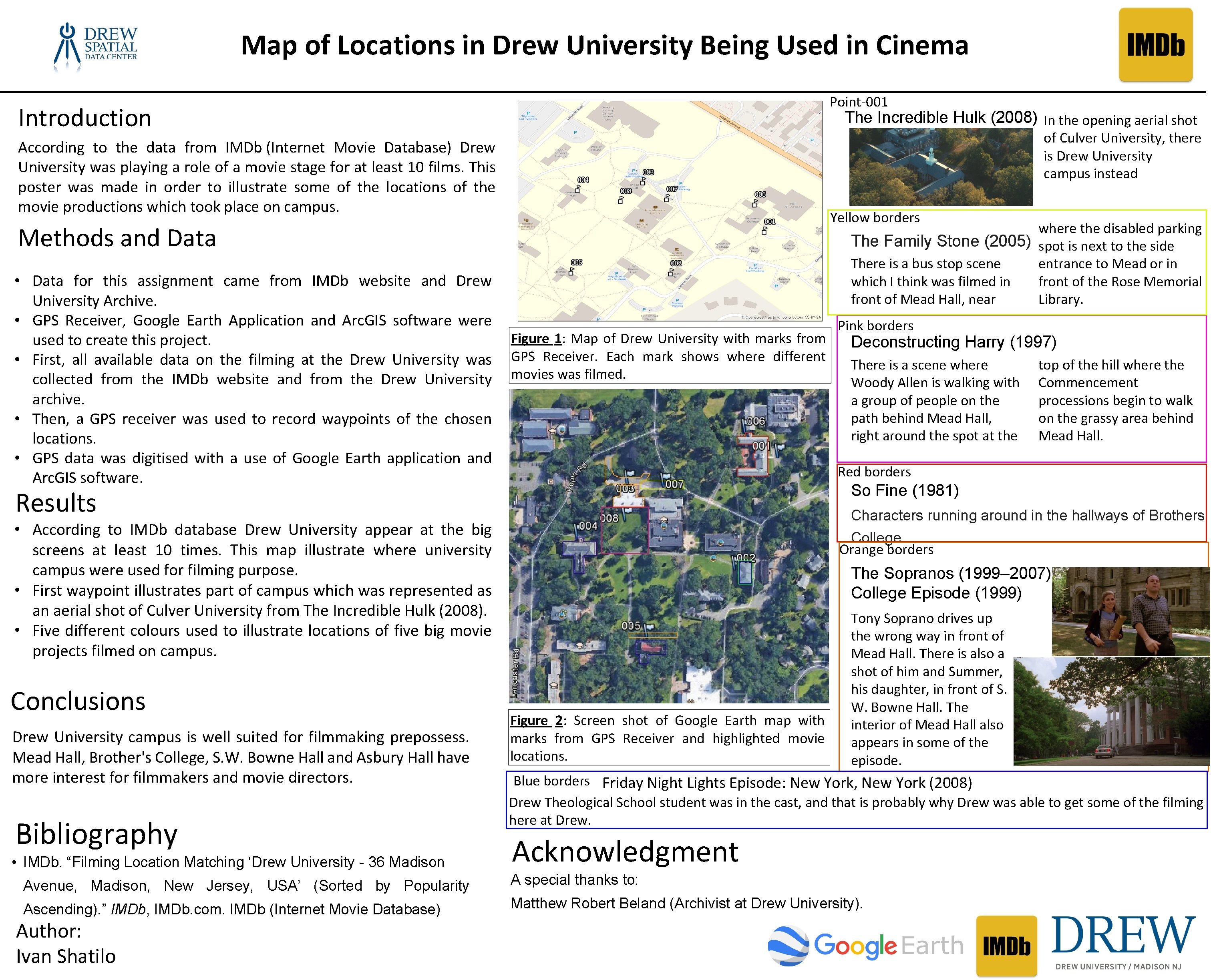 Map of Locations in Drew University Being Used