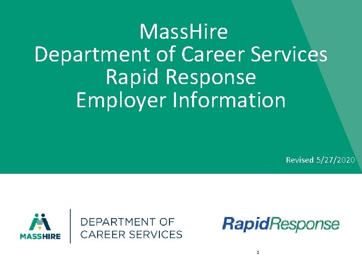 Mass Hire Department of Career Services Rapid Response