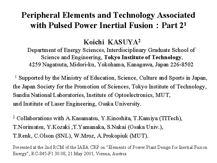 Peripheral Elements and Technology Associated with Pulsed Power
