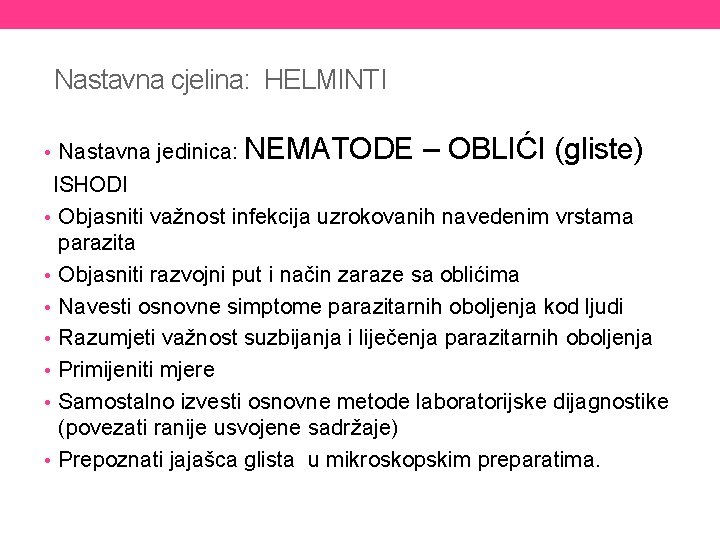 NEMATODEOBLII ASCARIS LUMBRICOIDES ENTEROBIUS VERMICULARIS Predmet ...