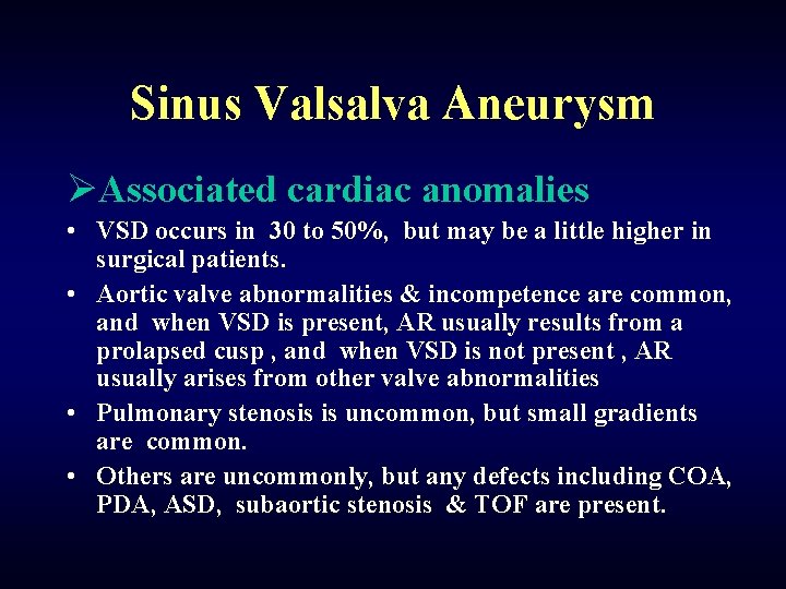 Sinus Valsalva Aneurysm Seoul National University Hospital Department