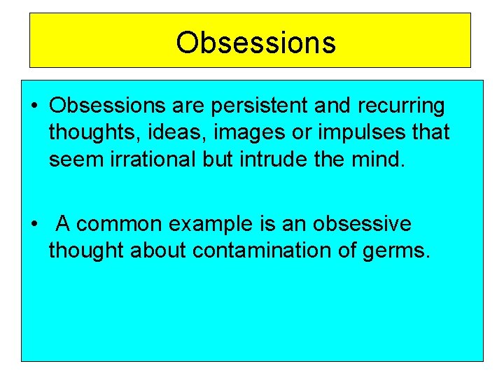 Obsessive Compulsive Disorders OCD Think Do you ever