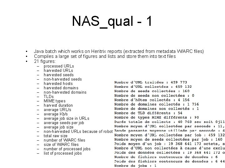 NASqual reports NASqual 1 Java batch which works