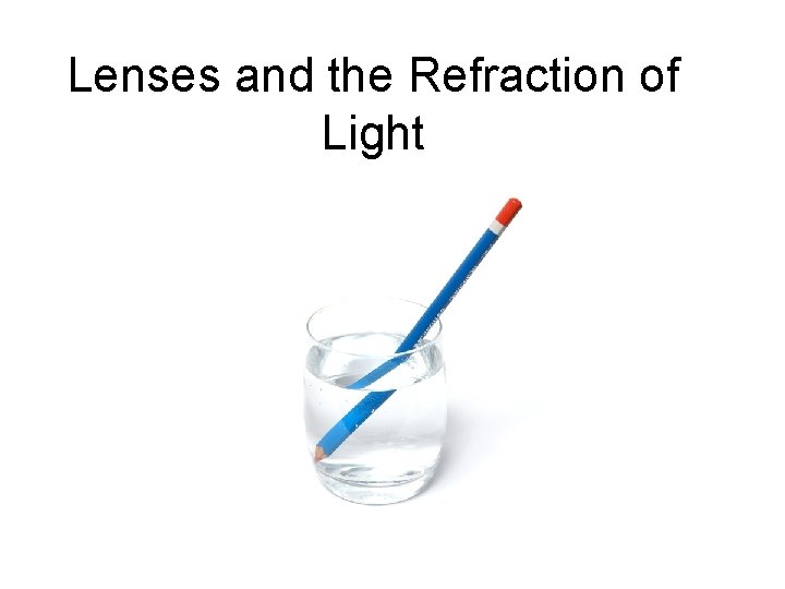 Lenses and the Refraction of Light 26 1
