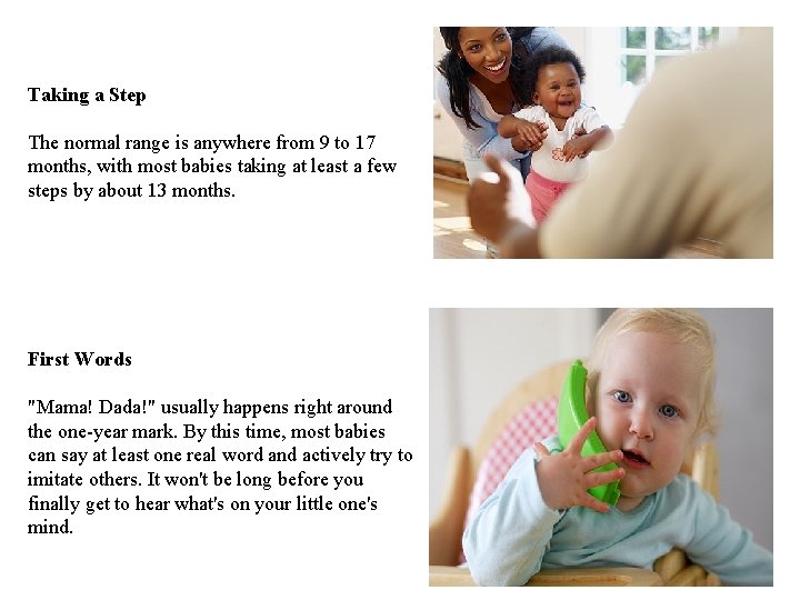 Birth Through Childhood Infancy Birth to 12 Months