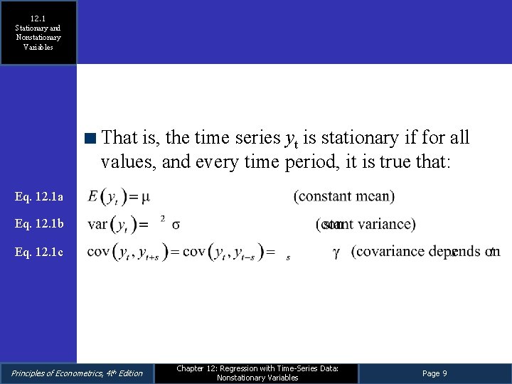 Chapter 12 Regression with TimeSeries Data Nonstationary Variables