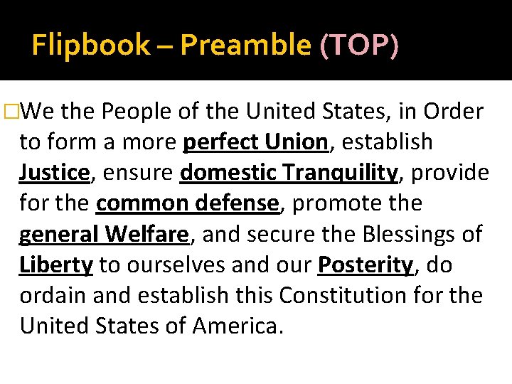 The United States Constitution Flipbook Preamble TOP We