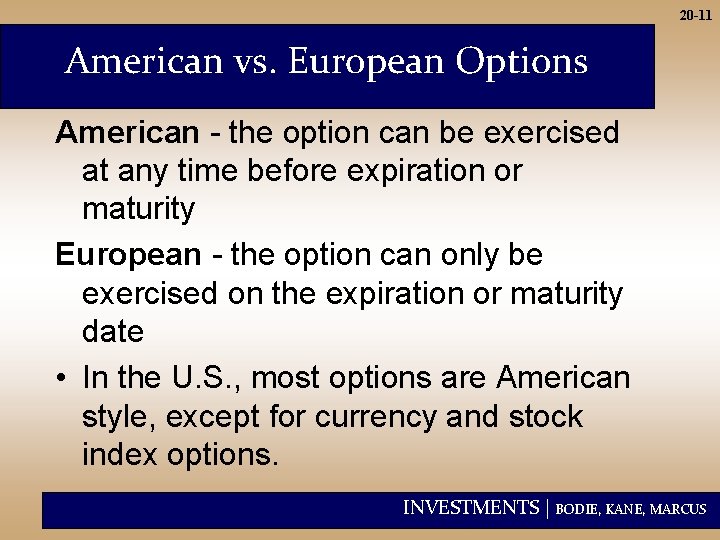 Chapter 15 Options Markets Introduction INVESTMENTS BODIE KANE