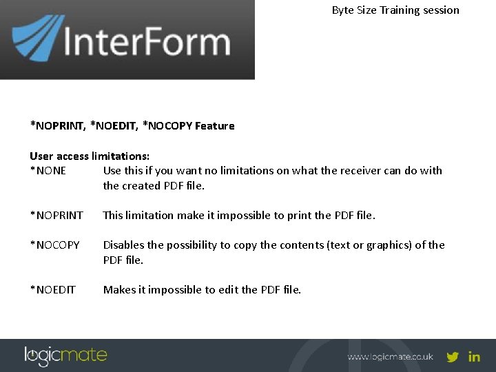 Byte Size Training session Byte Size Training Session