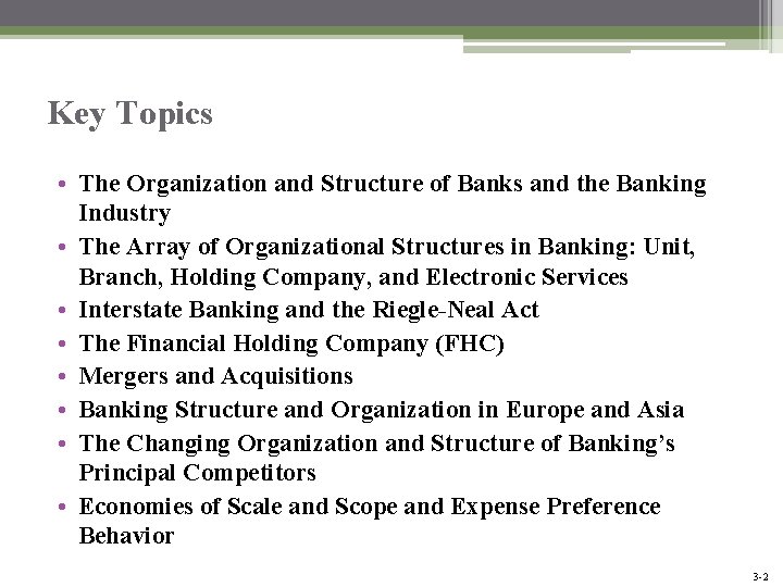 Chapter Three The Organization and Structure of Banking