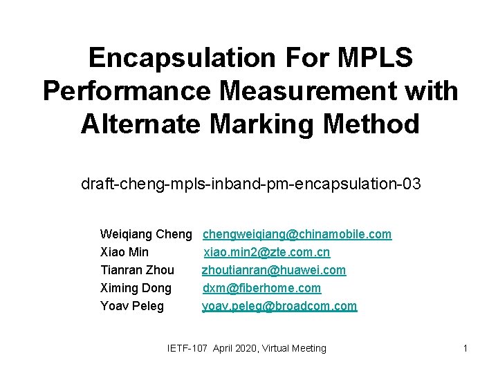 Encapsulation For MPLS Performance Measurement with Alternate Marking