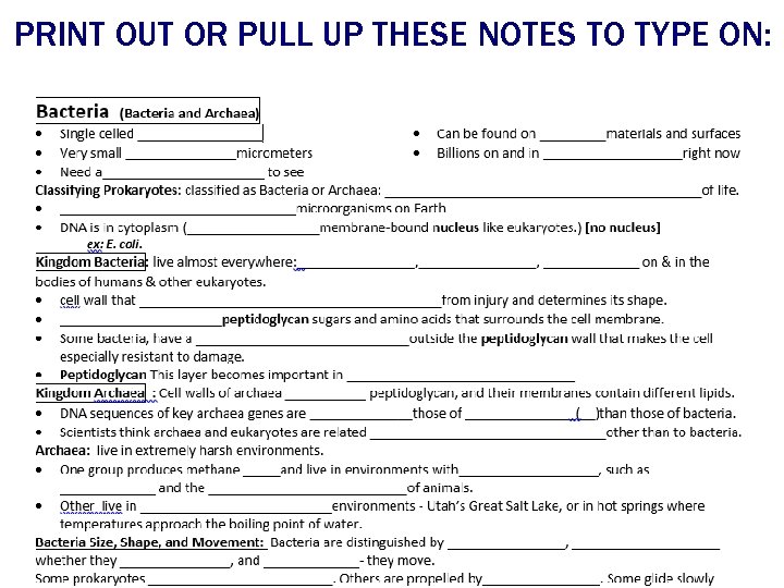 PRINT OUT OR PULL UP THESE NOTES TO