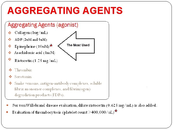 General Approach in Investigation of Haemostasis Platelets aggregation