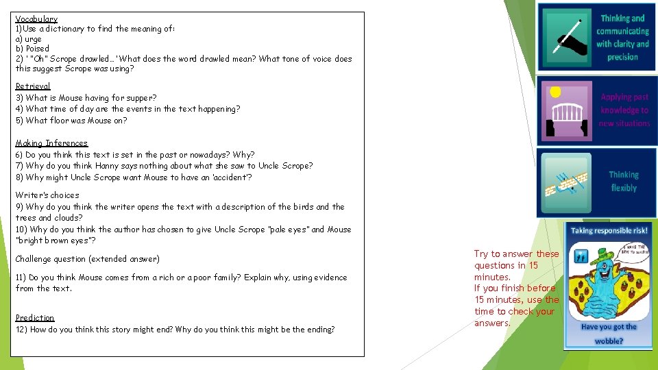 Guided reading Day 5 A boy called M