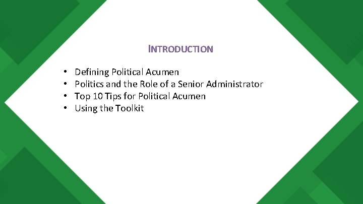 Political Acumen Toolkit Mentorship Presentation Toolkit Topics ...