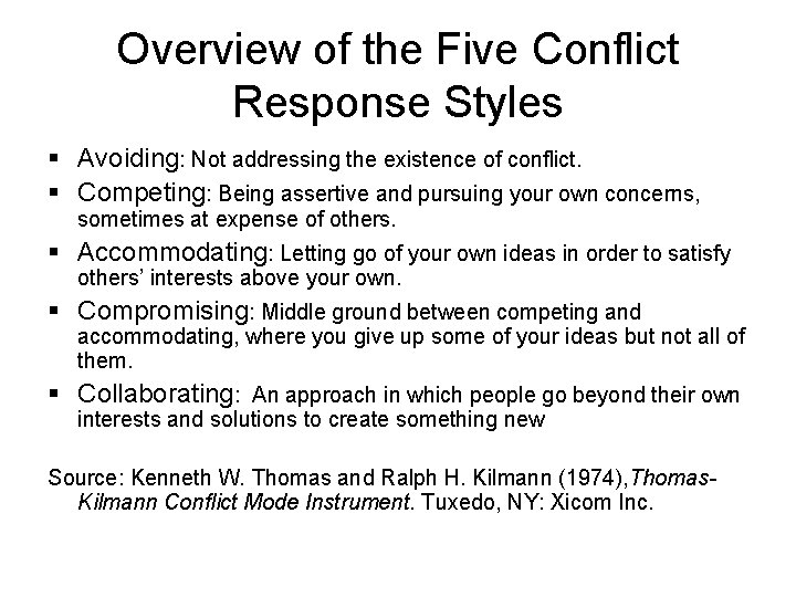 Understanding Conflict PCL Module 7 Objectives Define various