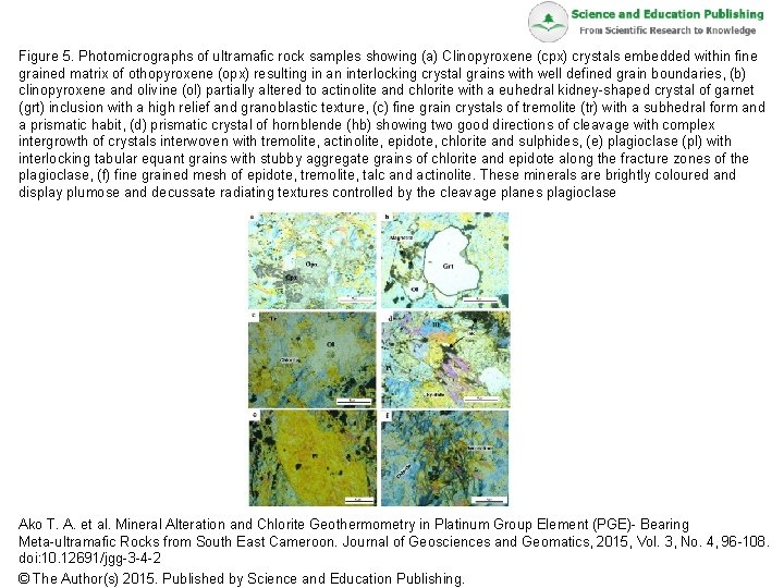 Figure 5 Photomicrographs of ultramafic rock samples showing