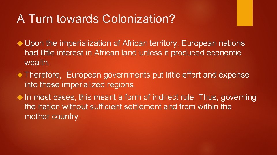 New Imperialism THE SCRAMBLE FOR AFRICA Conditions Prior