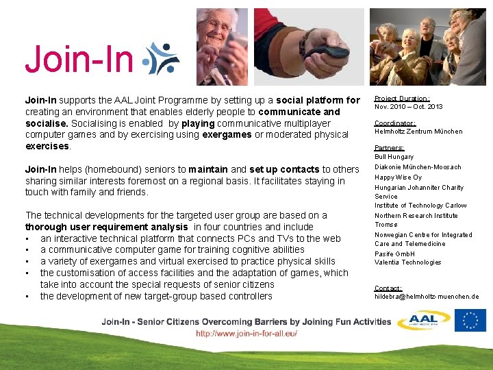 JoinIn supports the AAL Joint Programme by setting