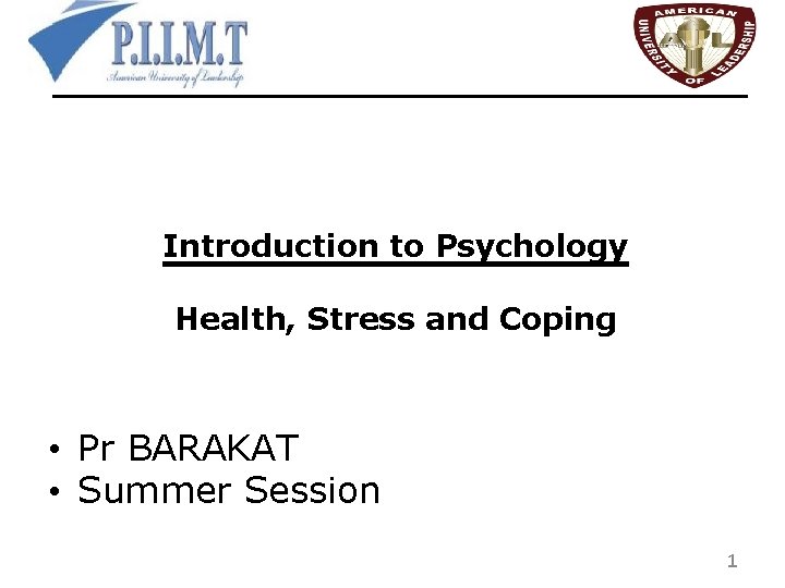 Introduction to Psychology Health Stress and Coping Pr