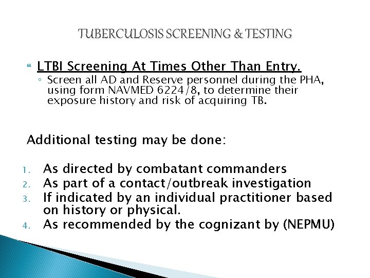 BUMEDINST 6224 8 B TUBERCULOSIS CONTROL PROGRAM CREATED