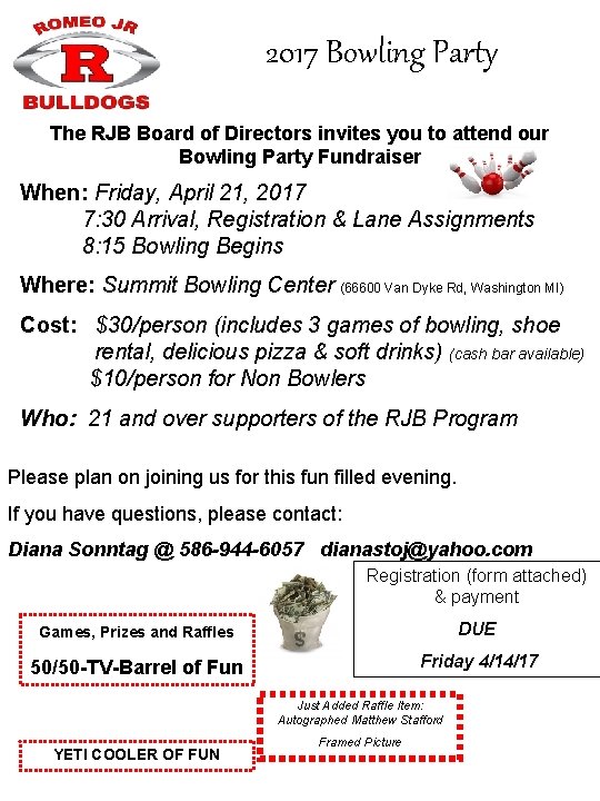 2017 Bowling Party The RJB Board of Directors