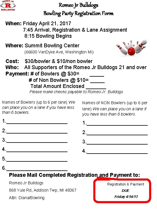 2017 Bowling Party The RJB Board of Directors
