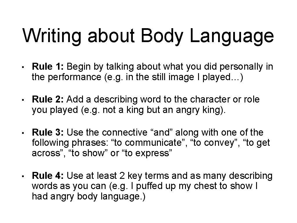 Body Language Key Stage 3 July 2015 What