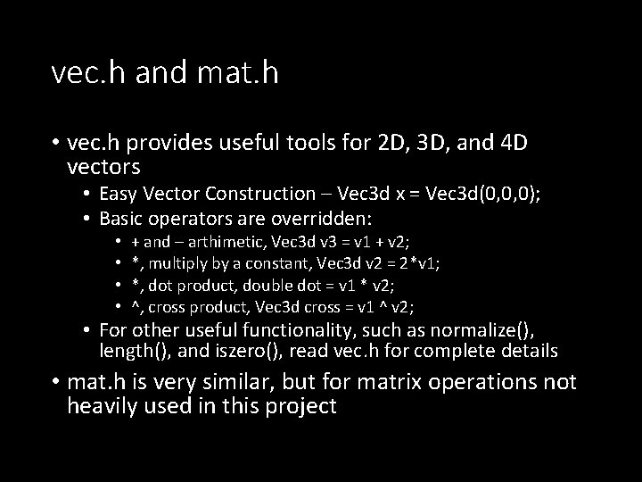 Ray Tracer Help Session Outline Introduction ray vec
