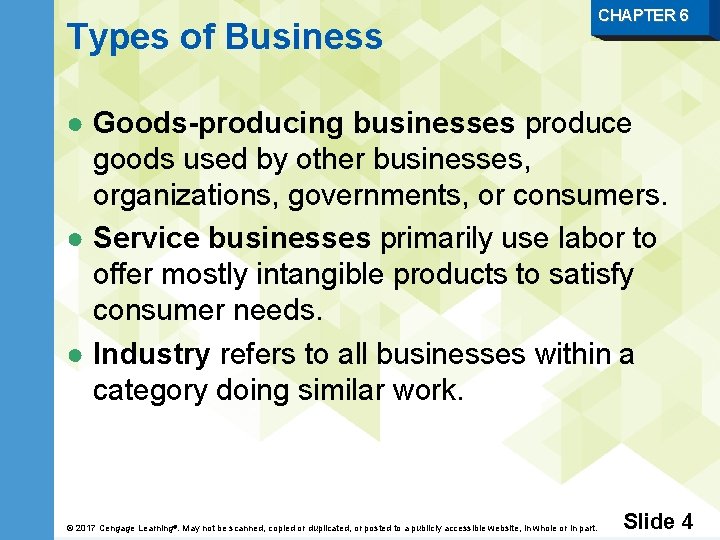 CHAPTER 6 Characteristics of Business 6 1 The