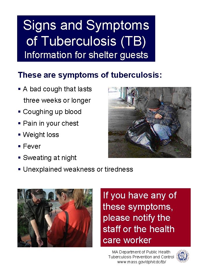 Signs and Symptoms of Tuberculosis TB Information for