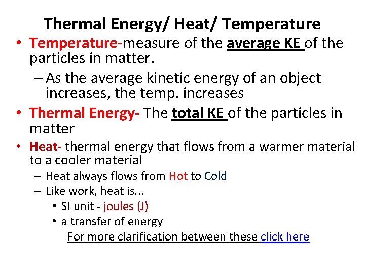 Thermal Energy Heat Temperature Temperaturemeasure of the average