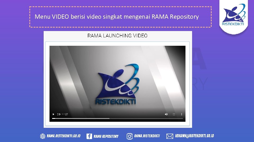 FITUR RAMA Repository RAMA Repositories memiliki 8 Menu