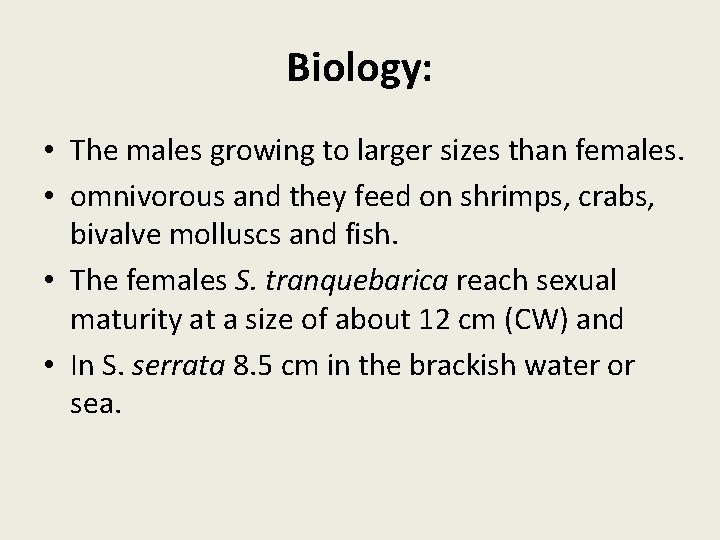 Mud crab culture Introduction Among the marine edible