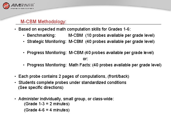 MathCurriculum Based Measurement MCBM Training Session Overview of