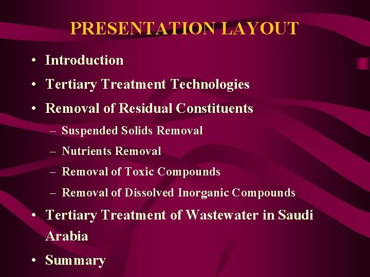 Tertiary Treatment of Domestic Wastewater By Dr Alaadin