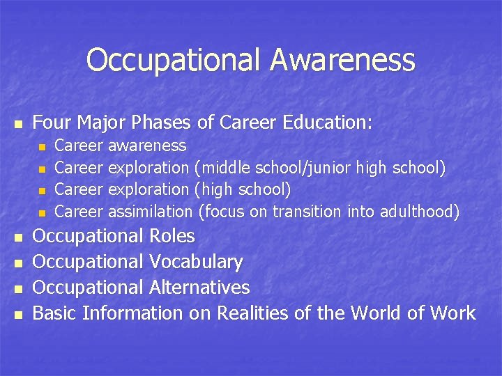 Transition Education and Services for Students with Disabilities