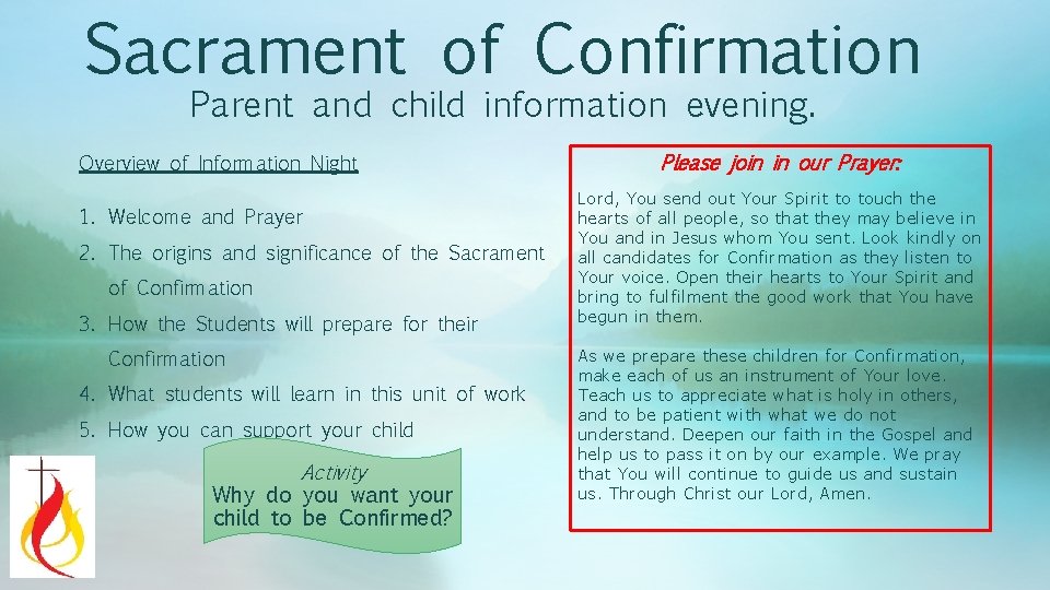 Sacrament of Confirmation Parent and child information evening