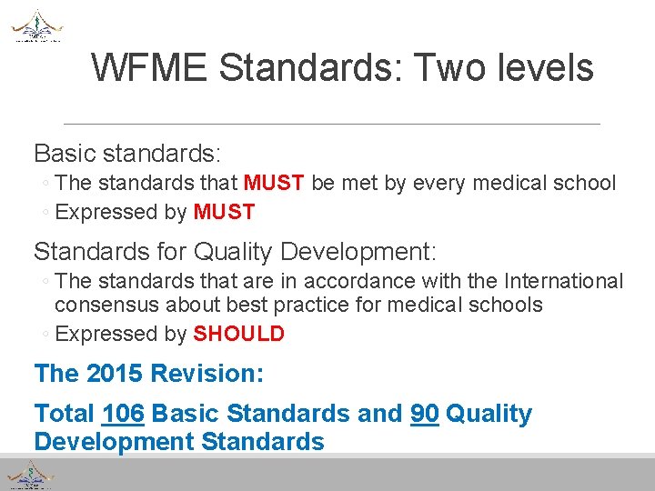 Thailand Standards TMC WFME BME Standards 2017 Criteria